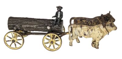 Vintage Kenton 1900 Cast iron Oxen Drawn Log Wagon | eBay