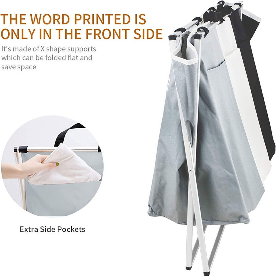 2 / 3 COMPARTMENT LAUNDRY CLOTHES WASHING STORAGE BASKET HAMPER DARK ...