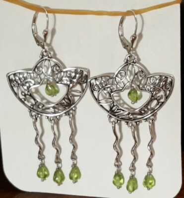 QVC Wanesia Misquadace Sterling Peridot Dangle Earrings | eBay