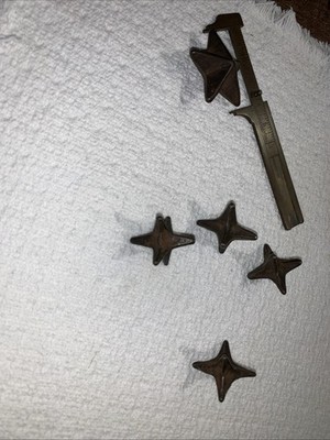 5 Antique CIVIL WAR Cast Iron Caltrops ? Point Spike Weapons Or Jacks ...