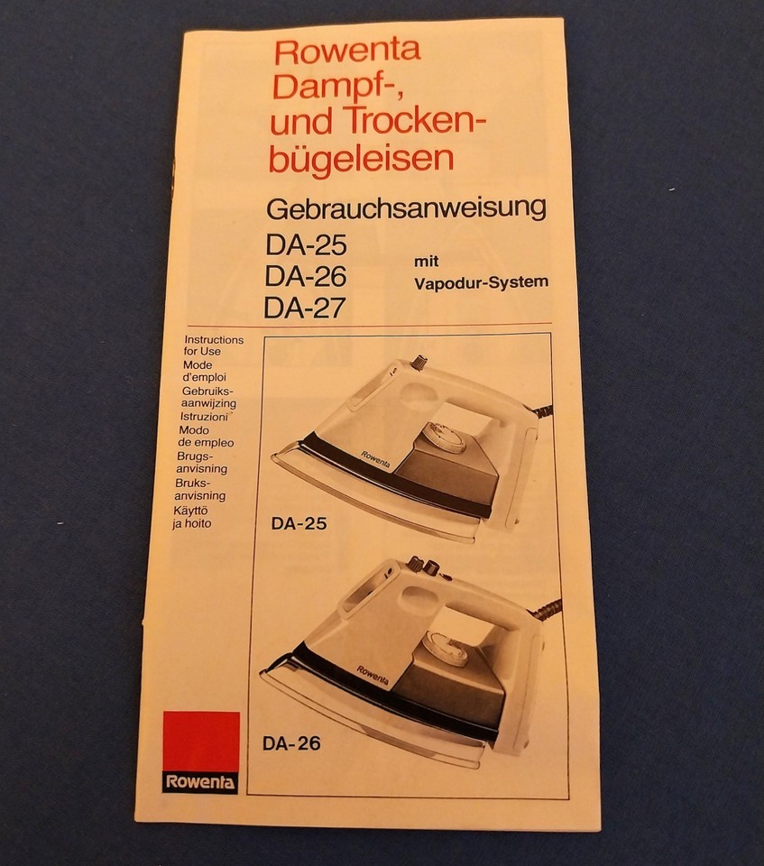 VINTAGE ROWENTA DA-26.1 STEAM SPRAY IRON WITH BOX & INSTRUCTIONS - ONE ...