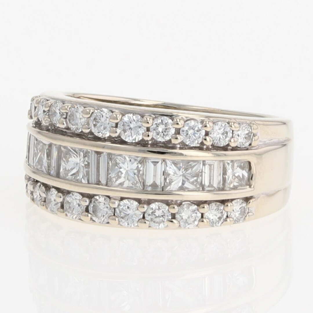 KALLATI 1.79ctw Diamond Three-Row Statement Band Ring 14k White Gold ...