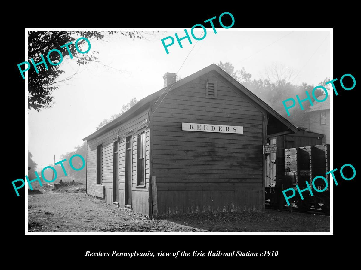 OLD 8x6 HISTORIC PHOTO OF REEDERS PENNSYLVANIA ERIE RAILROAD STATION ...
