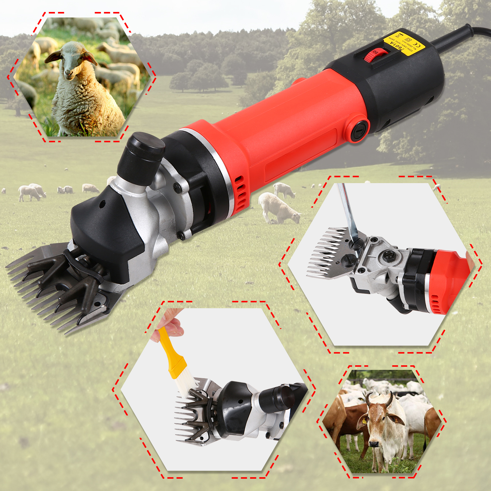 680W Electric Sheep Shears Farm Livestock Wool Carding Tools Animal ...