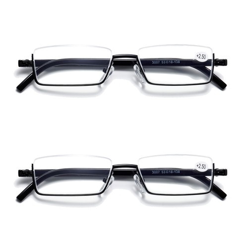 2PK Half Rim Metal Frame Small Mens Reading Glasses Blue Light Blocking ...