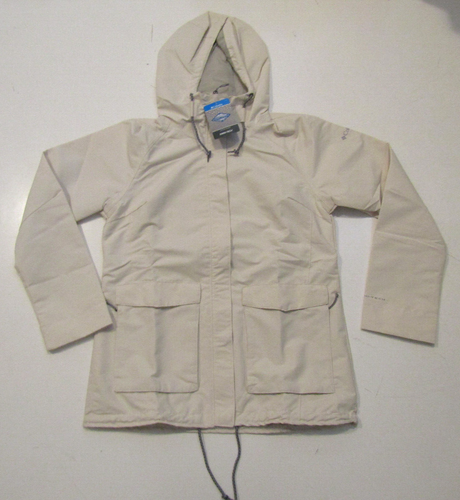 COLUMBIA Double Pocket Rain Jacket Coat Chalk Cream Off White Omni-Tech ...