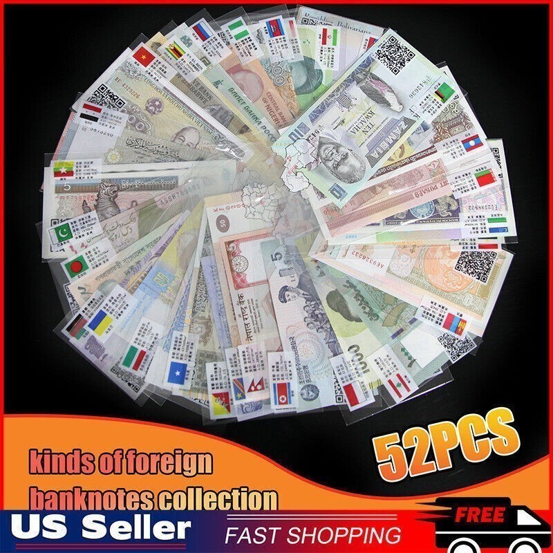 Lots 52pc Different World Banknotes Paper Money Foreign UNC Collections ...