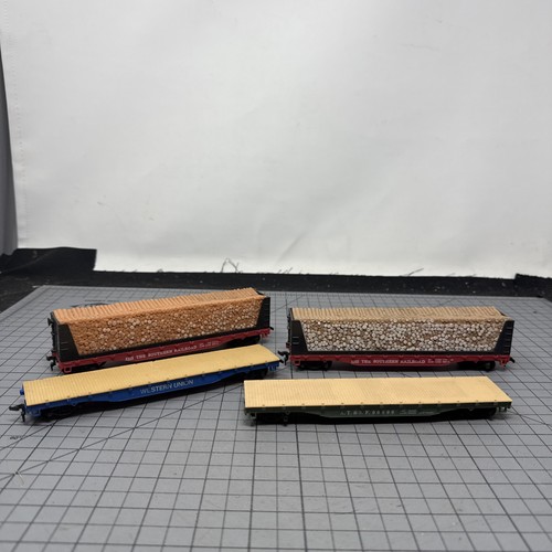TYCO HO Scale 50' The Southern Atsf Western Bulkhead Flat Car Lot Of 4 ...
