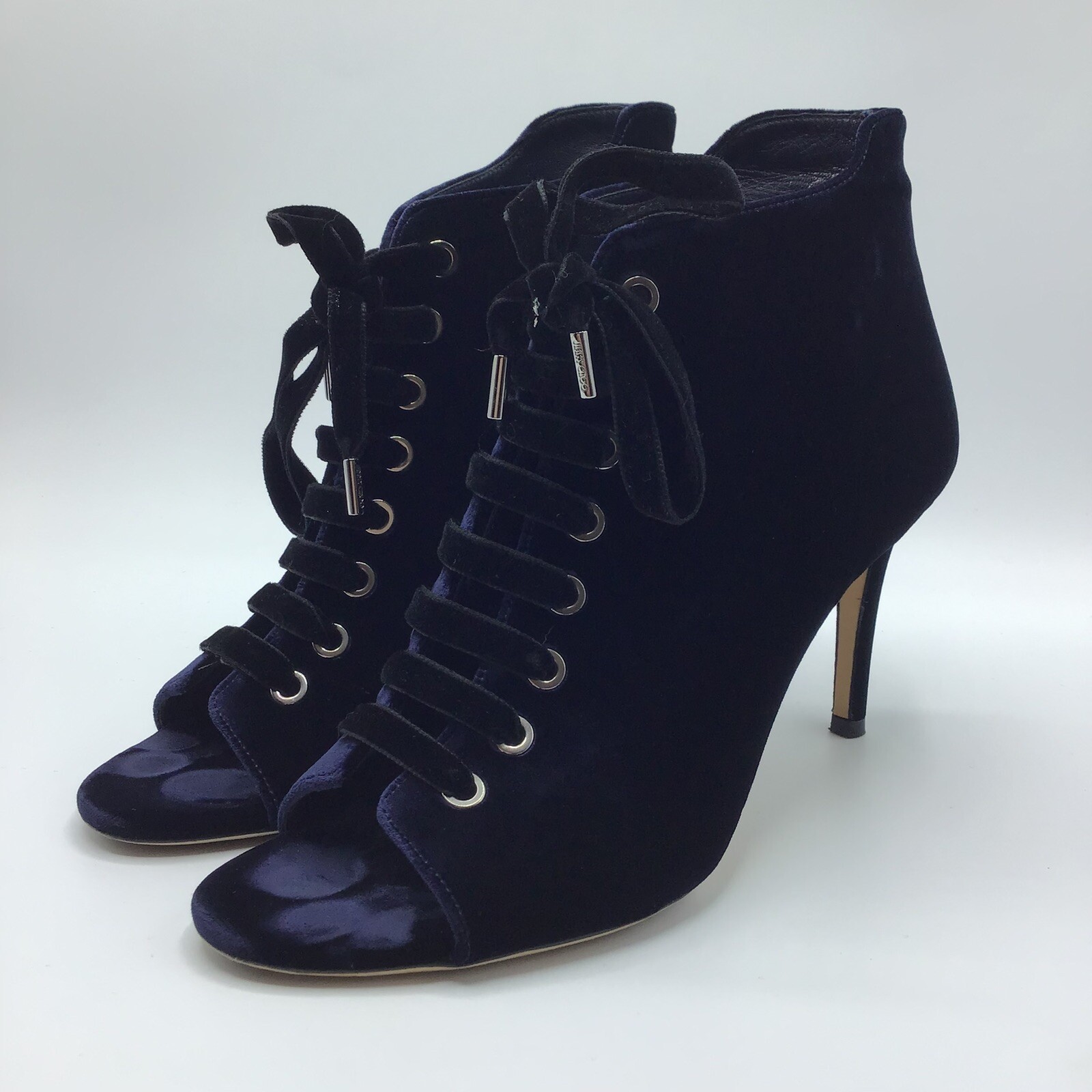 Jimmy Choo London made in italy suede velour laced heals womens 38.5 | eBay