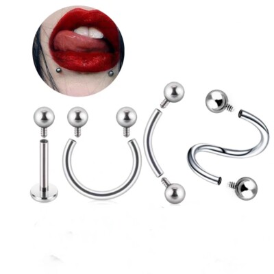 4pc Steel Multi Style Internal Thread Ear Nose Lip Eyebrow Piercing ...