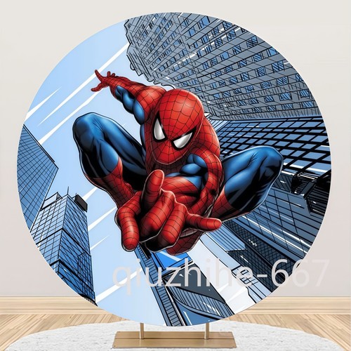 Round Spiderman Backdrop Banner Super Hero Marvel Photo Background ...