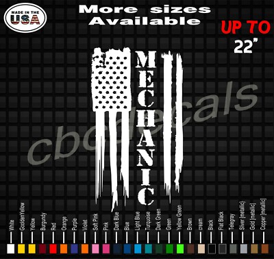 Mechanic American Flag Vinyl Decal Sticker | Mechanic Decals / Stickers ...