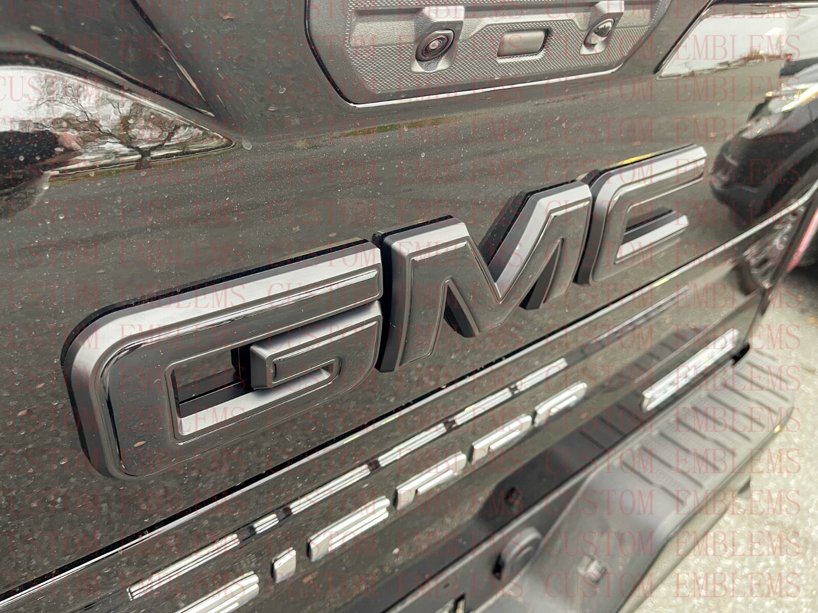Rear GMC Black Emblem Overlay 2019-2022 GMC Sierra 1500 2500HD 3500HD ...