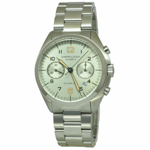 Hamilton Khaki Aviation Beige Men's Watch with Silver Stainless Steel ...