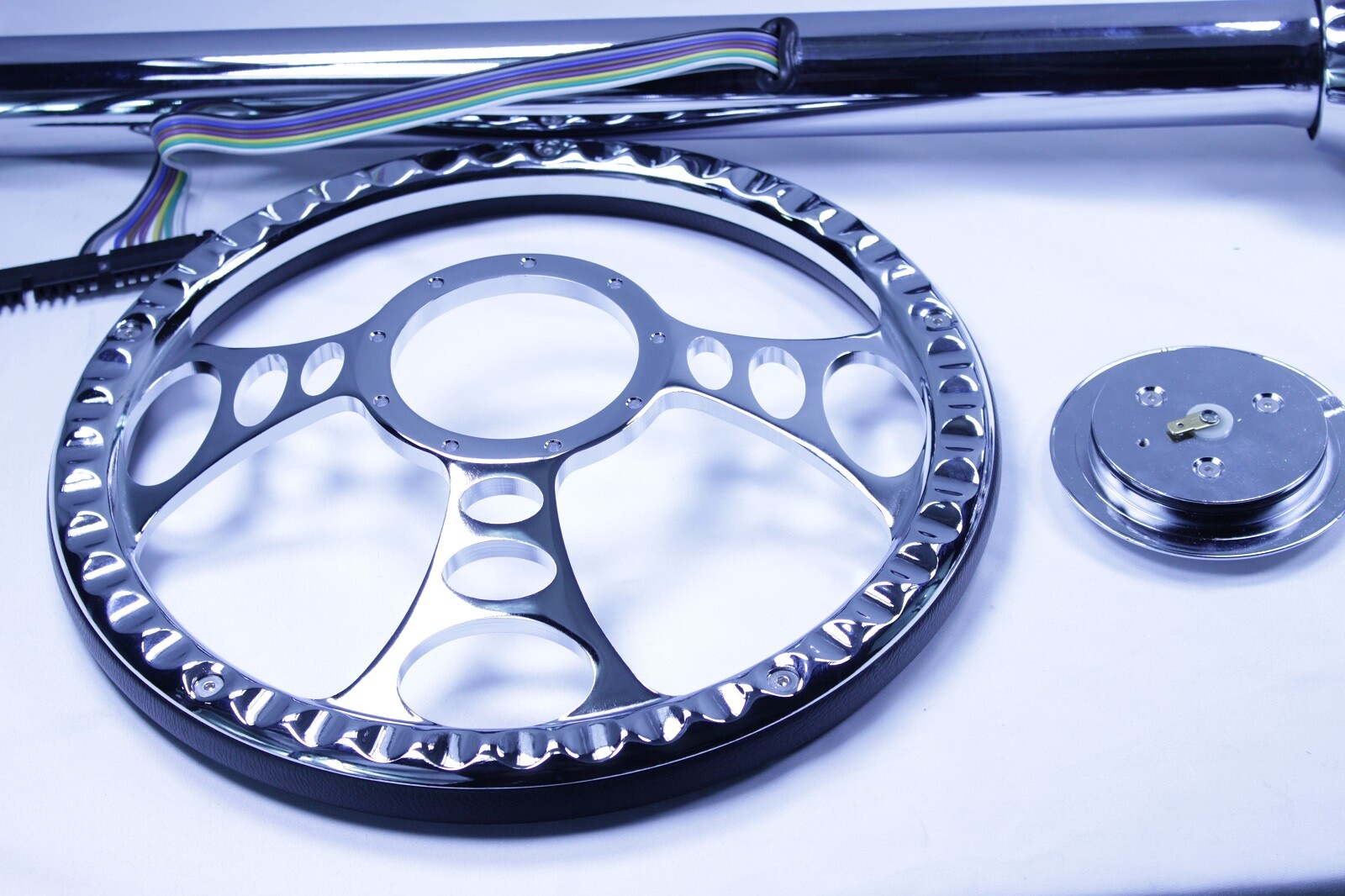 32" Street Hot Rod Chrome Tilt Steering Column Floor Shift With 9 Hole ...