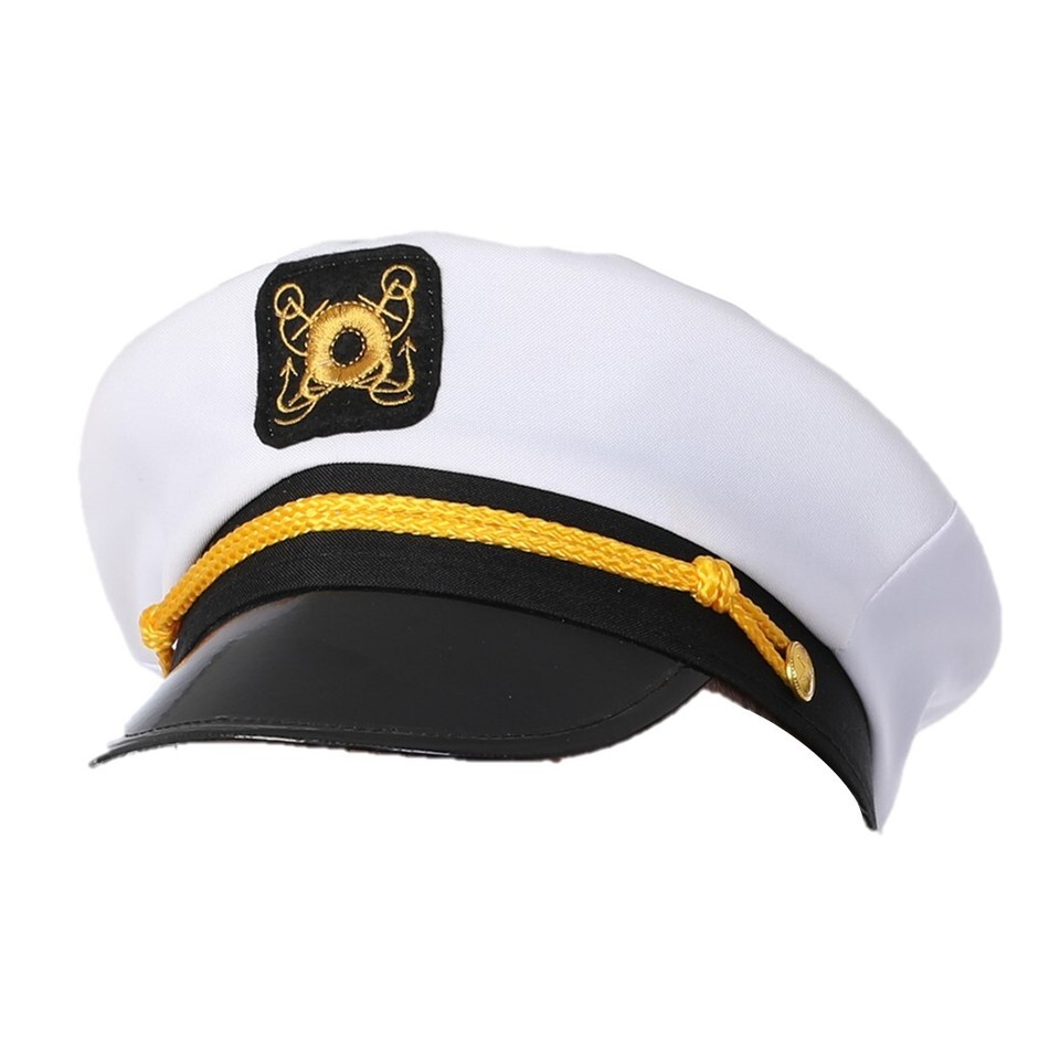 Captain Sailor Hat Deluxe Fancy Dress Costume Naval Officer Marine ...