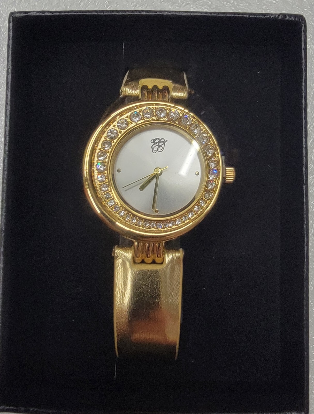White Diamonds Elizabeth Taylor Crystal Face Watch With Gold Tone Band ...