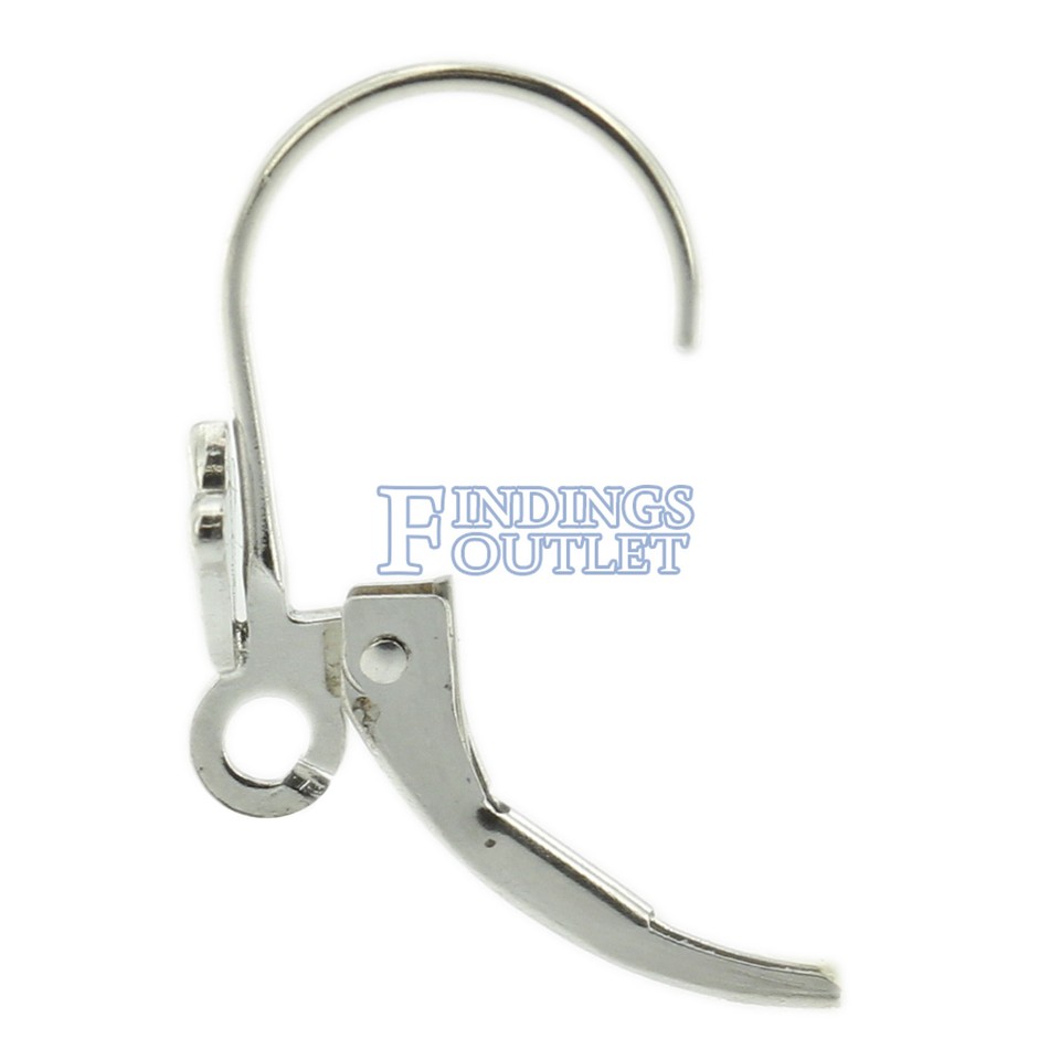 14k White Gold Leverback Earring Mounting Dangling Setting Shell & Loop ...