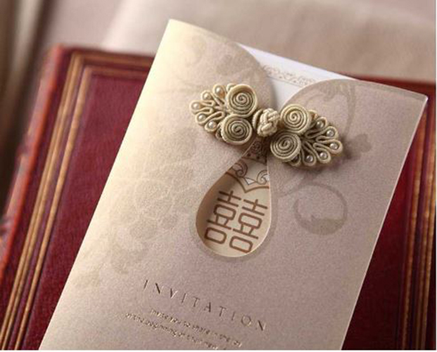 10x Elegant Wedding Invitation Card w/Envelop - Beige; Bulk Buy Disc ...