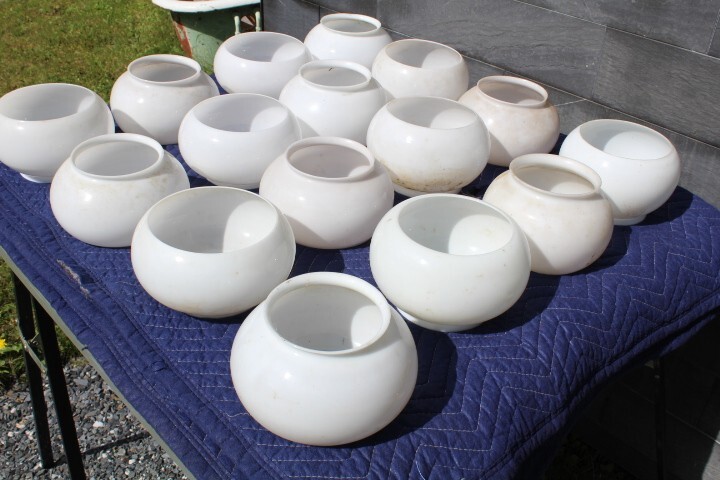 10 Antique Milk Glass Fishbowl Gas Shade 5 Inches Fitter Banquet Lamp ...