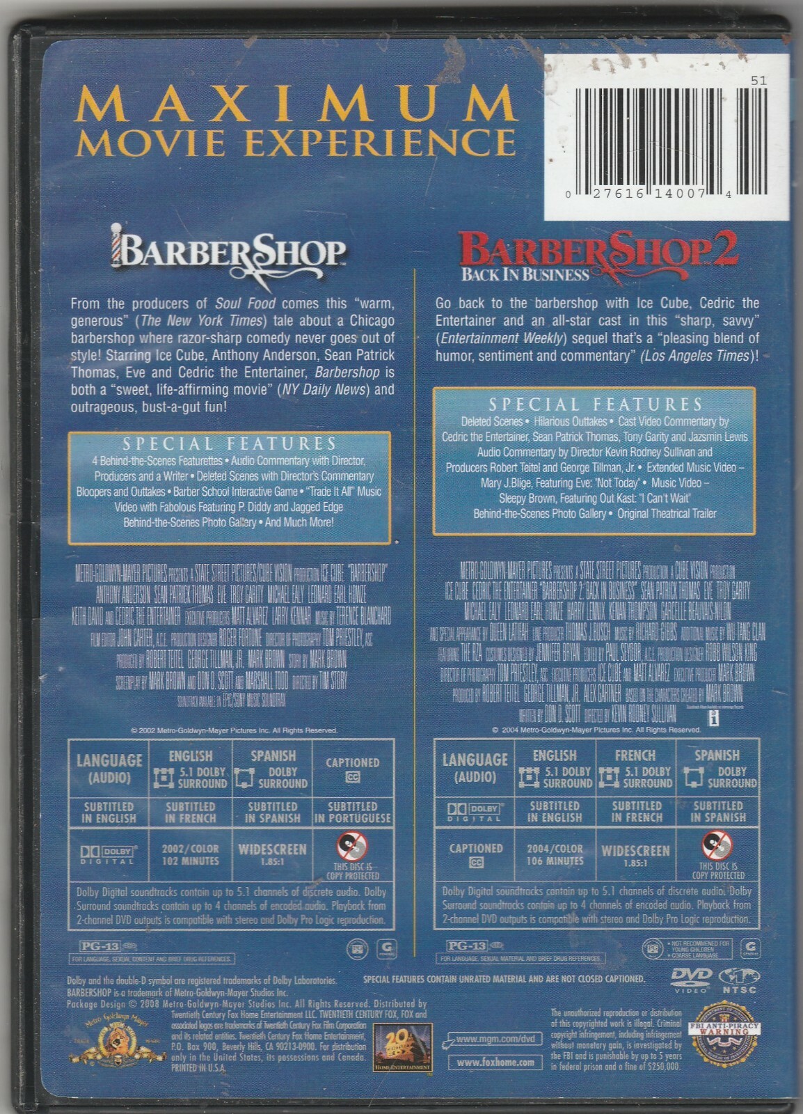 Barbershop/Barbershop 2: Back in Business (DVD, 2006, 2-Disc Set ...
