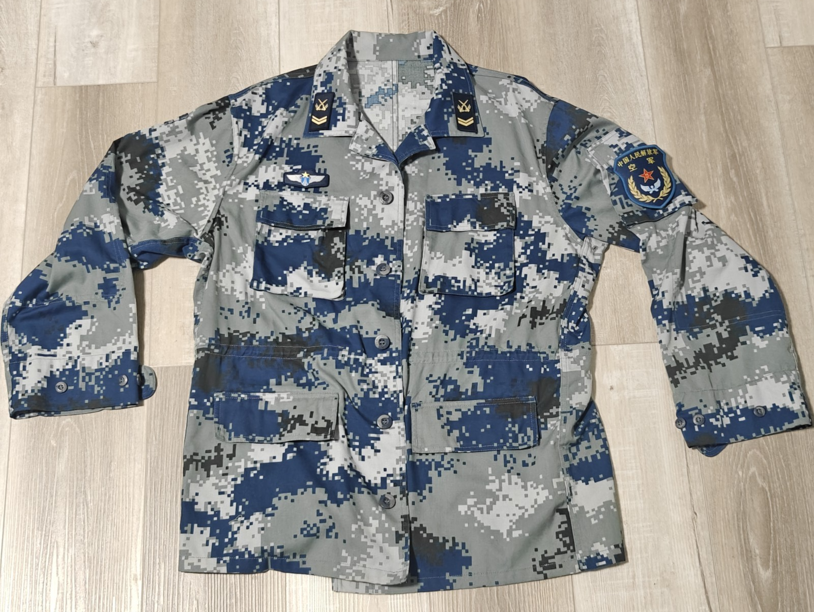 Set: China PLA Airforce Type 07 Blue Digital Camouflage Set with ...