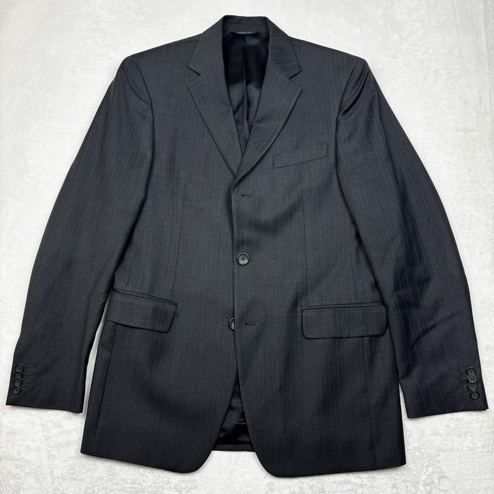 Banana Republic 2 Piece Suit Mens 38R/32W Gray Wool Striped Blazer ...