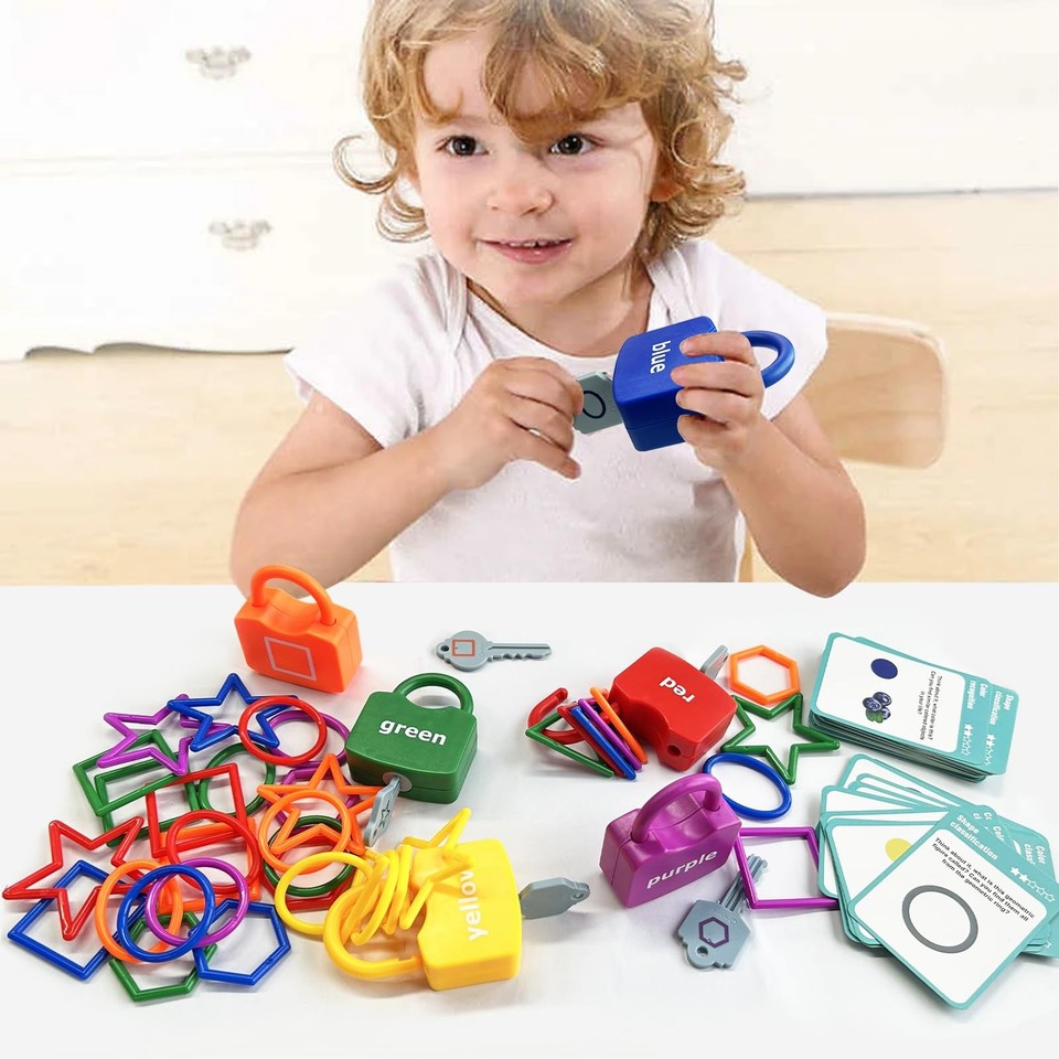 Xylolin Preschool Shape Sorting Matching Learning Locks with Keys Toys ...