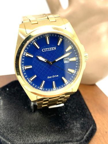 Citizen Men's Watch BM7532-54L Eco Drive Blue Dial Gold Stainless Steel ...