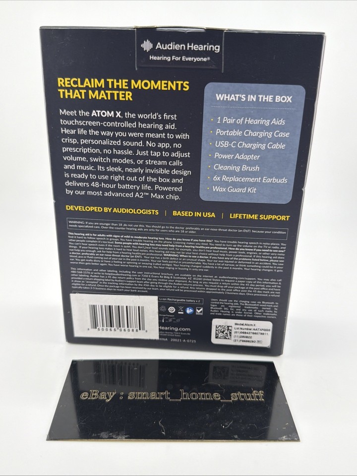 Audien Hearing ATOM X -Rechargeable OTC Hearing Aids - Newest Model ...