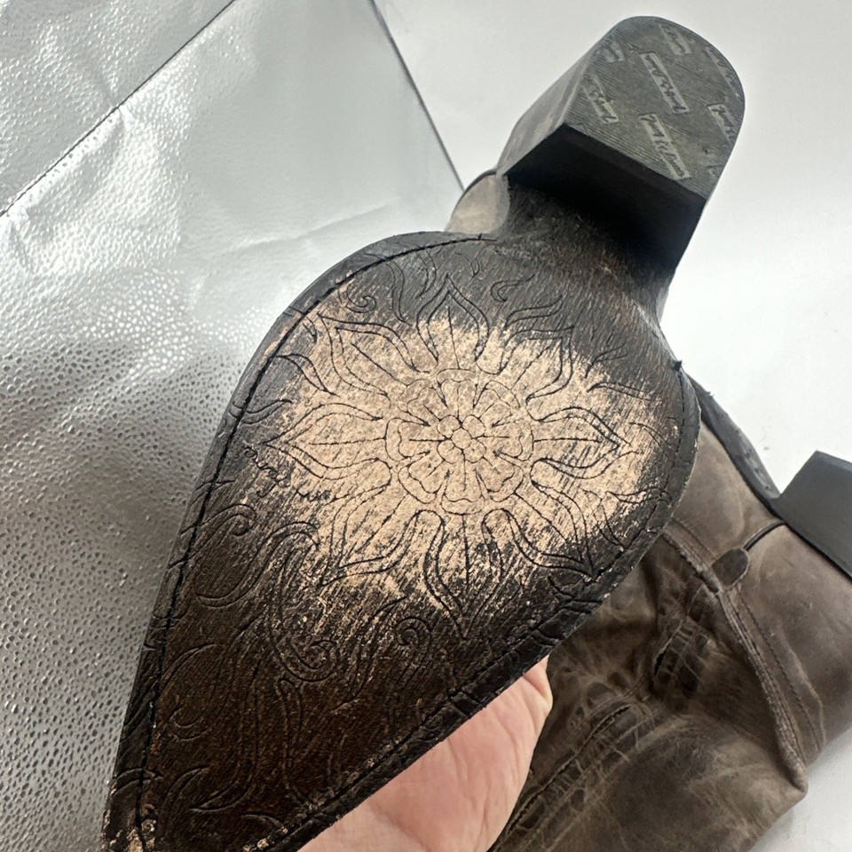 Tony Lama Boots Womens 7 B Gray Fringe Studded Snip Toe Western Rodeo ...