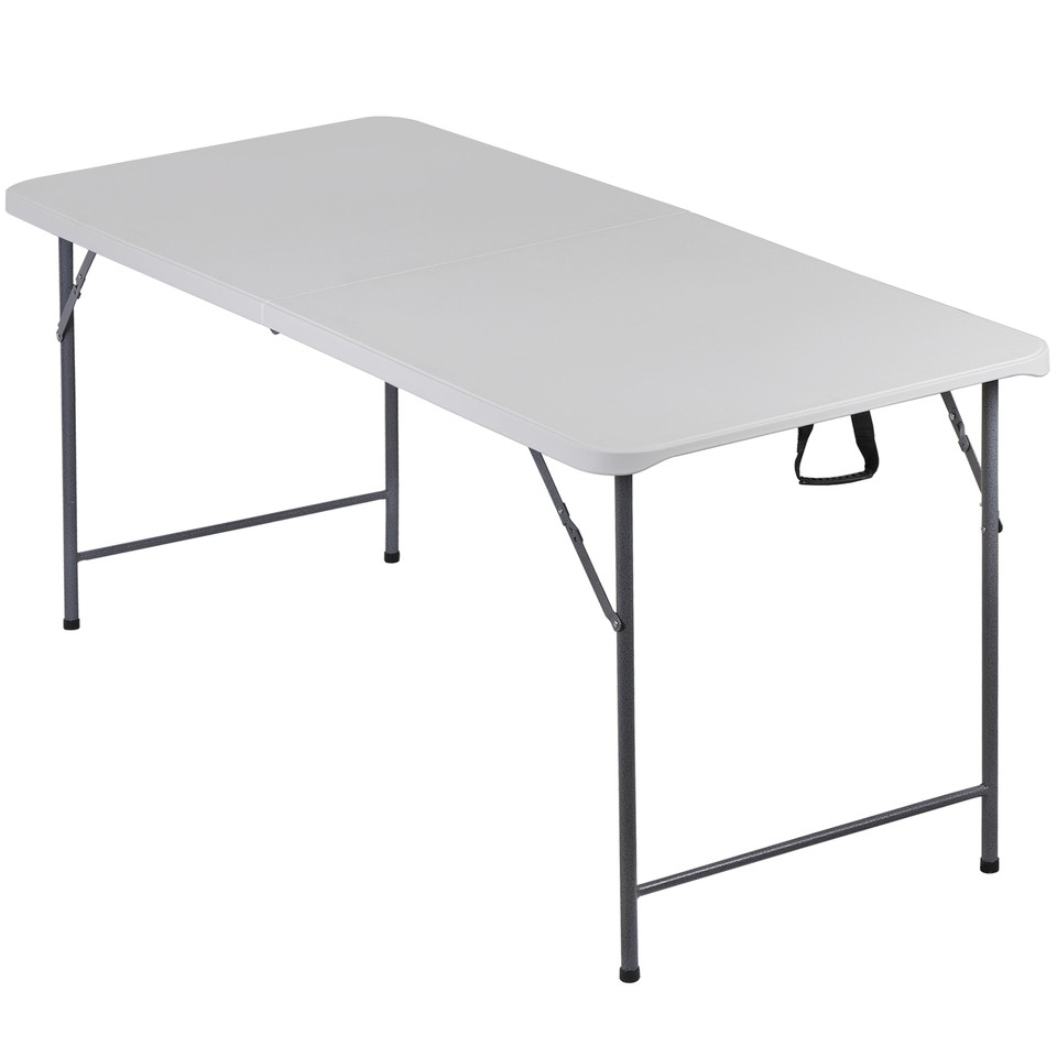 6FT Plastic Folding Table Portable Picnic Party Table with Carrying ...