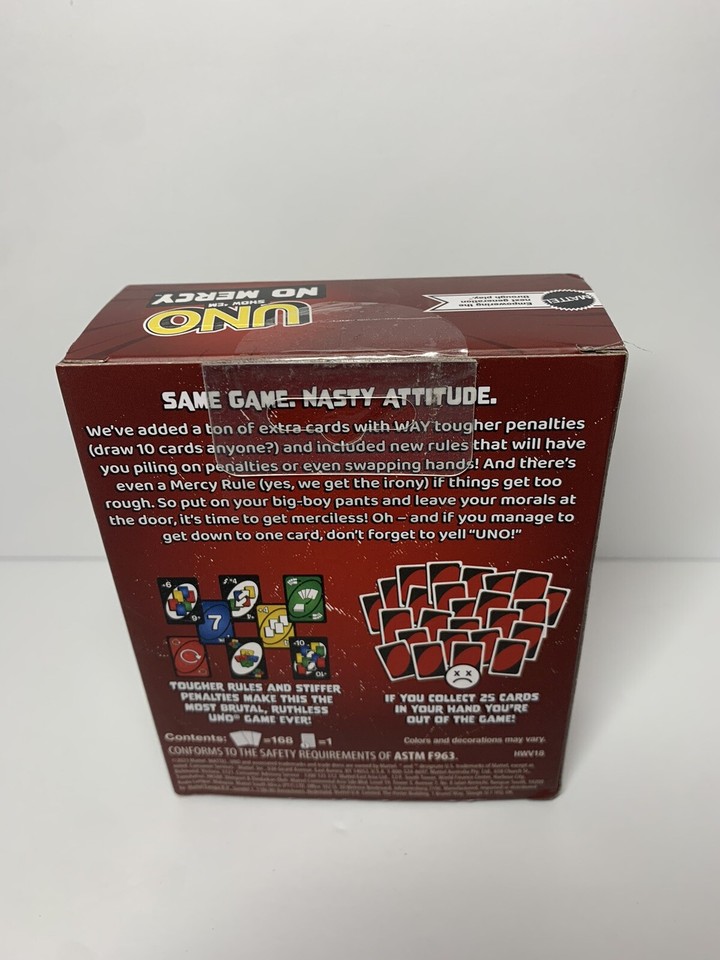 UNO NO MERCY Game - Brutal, Ruthless, Unapologetic Card Game - NEW ...