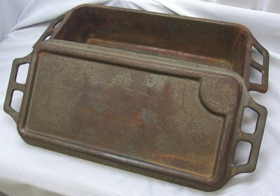 UNBRANDED 9x17.5" CAST IRON Roaster Fish Cooker, Rectangle Pan w ...