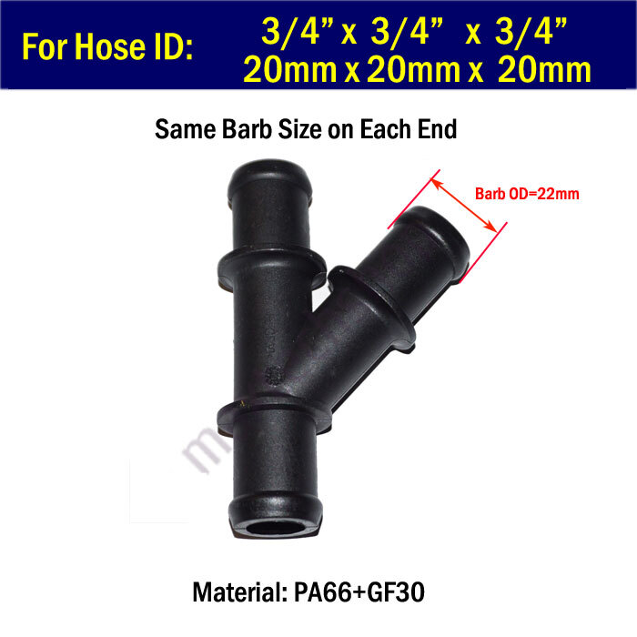 Y Hose Connector EASTMAN 12 In 3/4 In FHT Inlet X 3/4 In Hose Thread