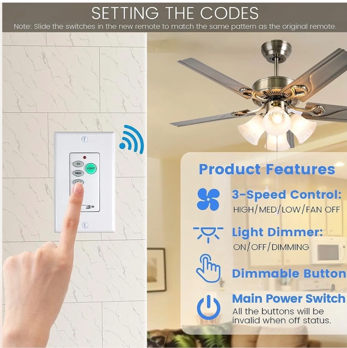 Universal Wall Mount Ceiling Fan Control | Shelly Lighting