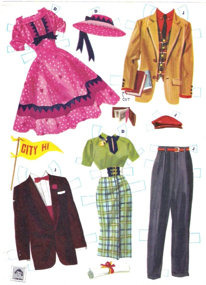 VINTAGE UNCUT 1956 PINK PROM TWINS PAPER DOLLS~#1 TOP REPRODUCTION ...