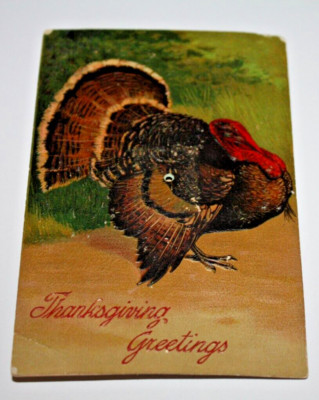 Antique embossed MECHANICAL Thanksgiving Post Card - Turkey with ...