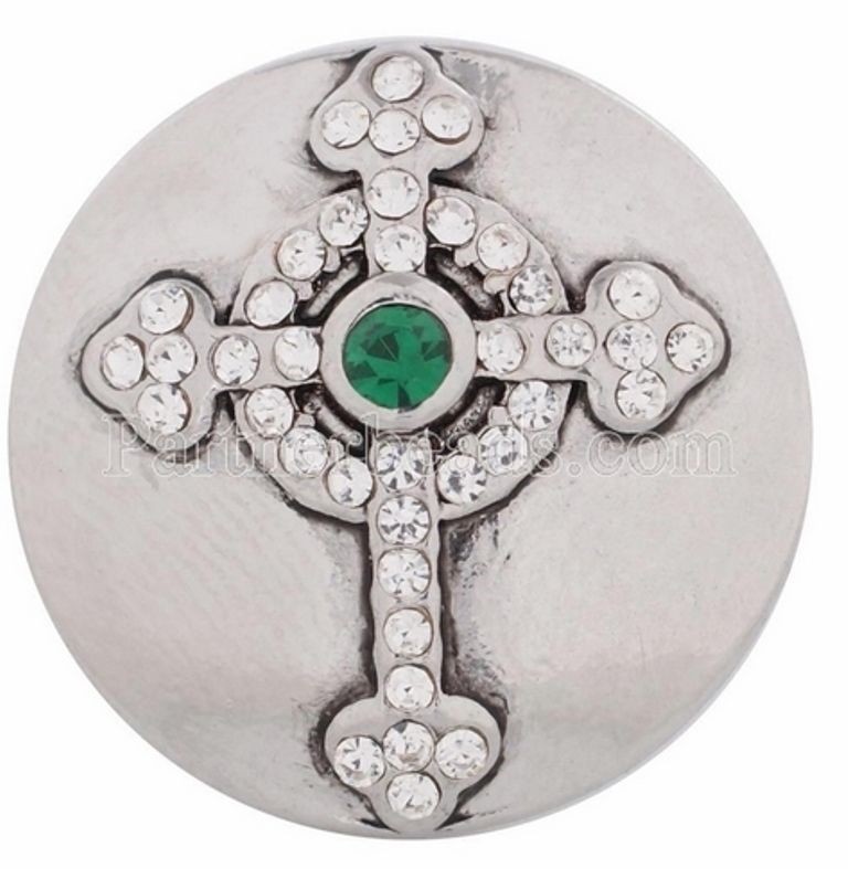 Silver Clear Green Rhinestone Cross 20mm Charm Interchangeable For ...