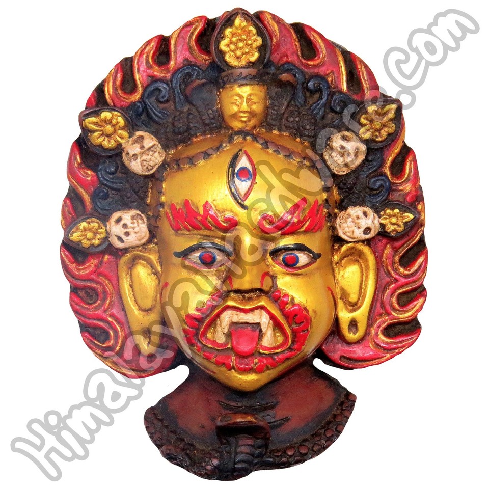 Resin Bhairava Mask: black red gold Bhairav Bhairab Kala Mahakala Shiva ...