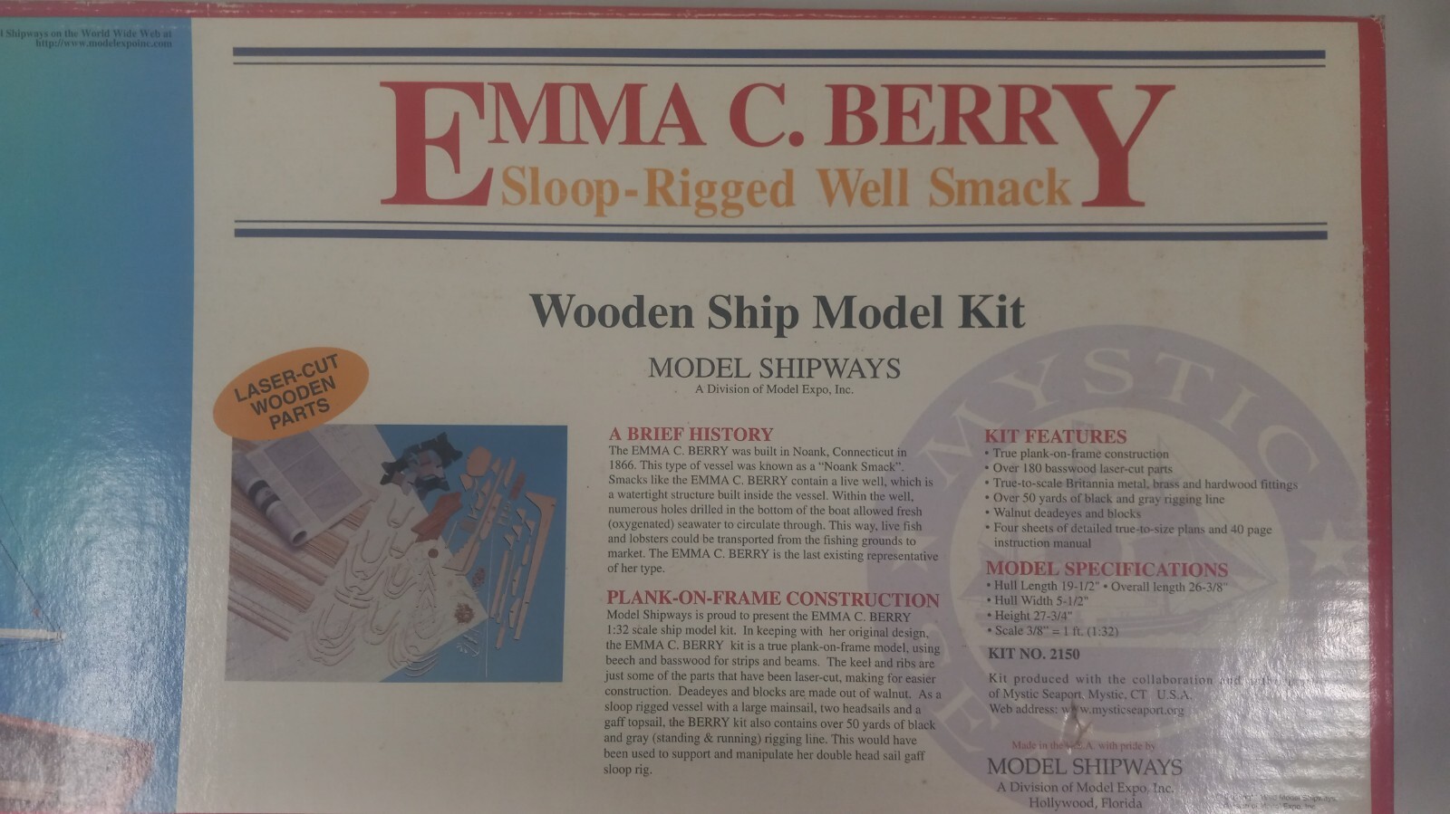 Model Shipways Emma C. Berry Wooden Ship Model Kit #2150 Sloop Rigged ...
