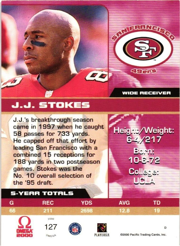 2000 PACIFIC OMEGA J.J. STOKES #127 CARD $0.99 VALUE BOX | eBay