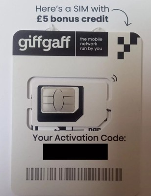Giffgaff UK GB +44 SIM Card 3 in 1 Nano Micro Standard Giff Gaff £5 ...