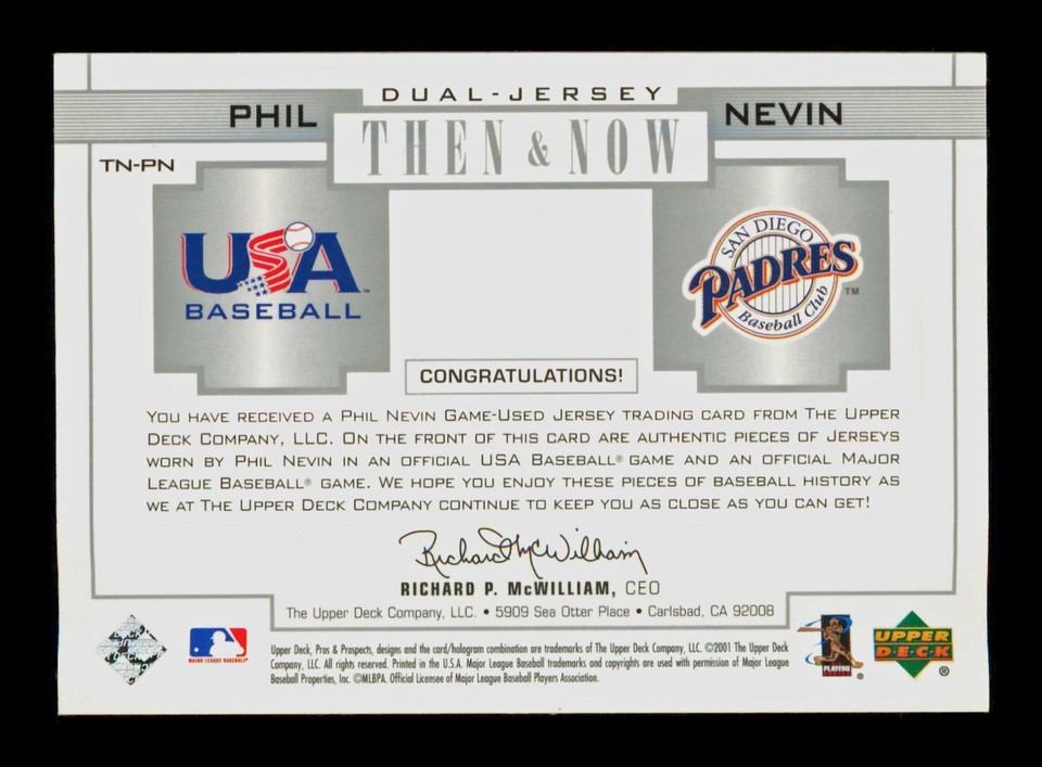 2001 Upper Deck Pros & Prospects #TN-PN Phil Nevin Then & Now Dual ...