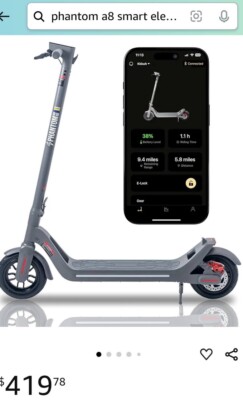 -PHANTOM GOGO A8 Foldable Electric Scooter 28 Miles Grey | eBay