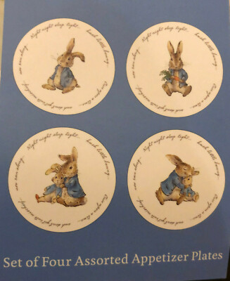 PETER RABBIT EASTER SET OF 4 ASSORTED APPETIZER PLATES BEATRIX POTTER ...