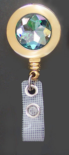 Gold RHINESTONE Retractable Reel ID Card Badge Holder/Key Chain Ring | eBay