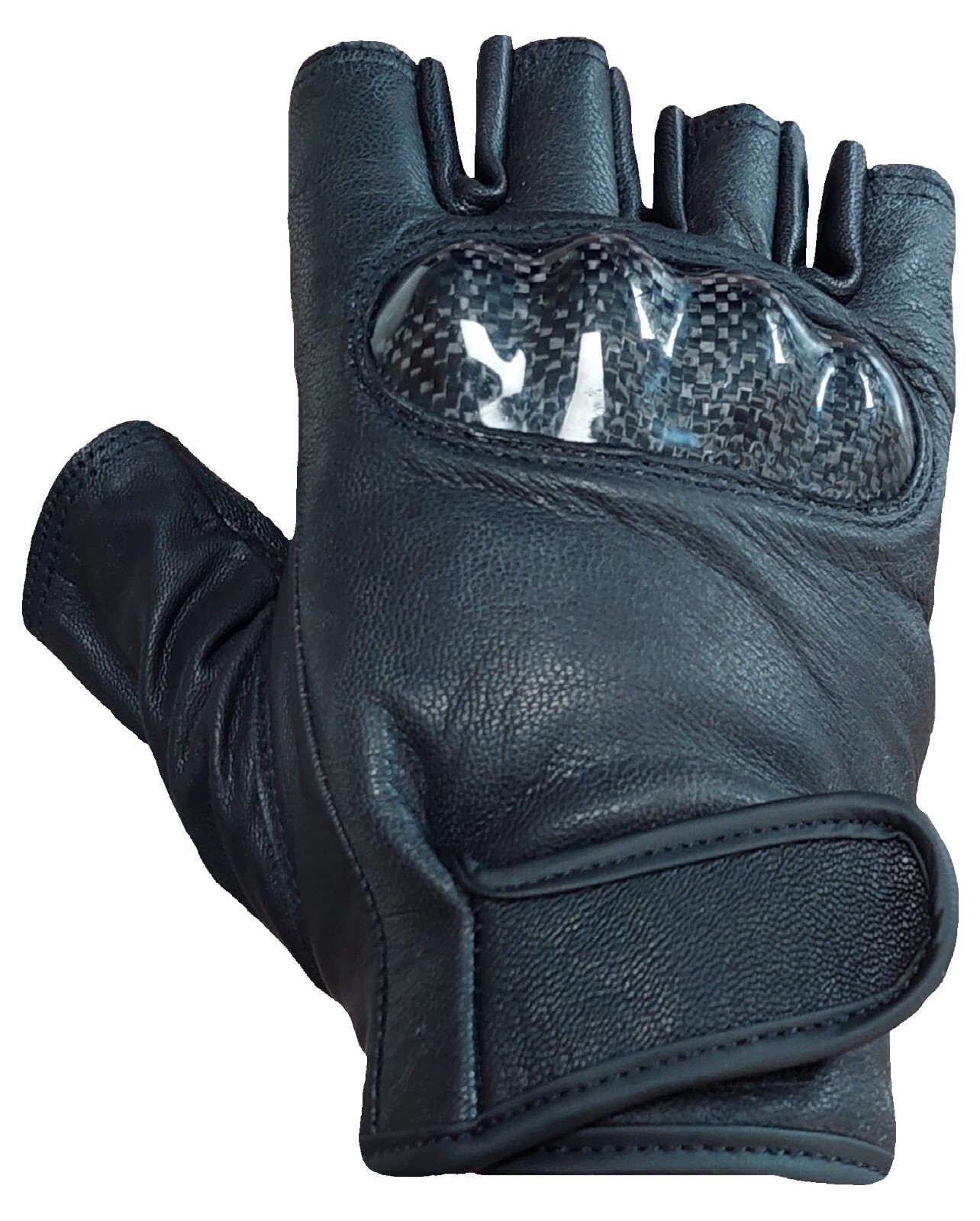 Motorcycle Fingerless Gloves Knuckles Bicycle Ride Fiber Leather Biker ...