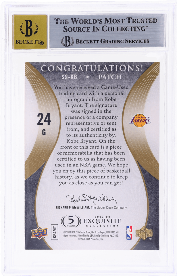 2007 Exquisite Collection Kobe Bryant Auto Scripted Patch #SSKB /15 BGS ...