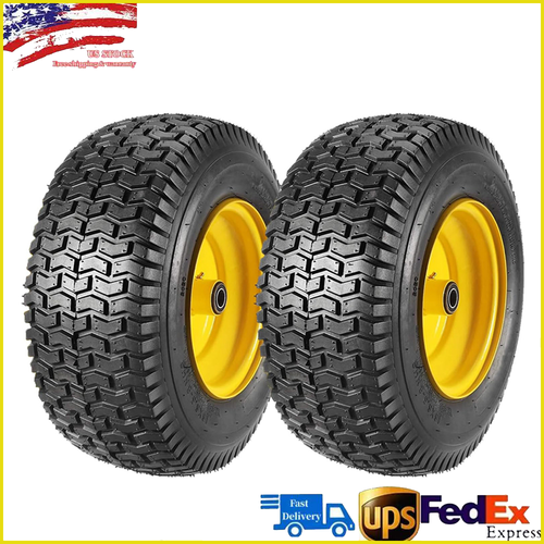 2 Pack 15x6.00-6 Lawn Mower Tires 15x6x6 4PR Tubeless Garden Tractor ...